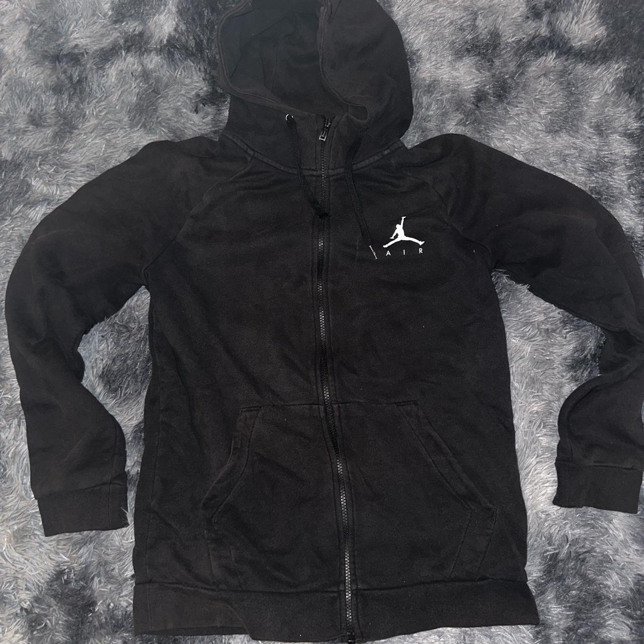 Black Jordan Air Zip-up Size Medium Thrifted and washed - Depop
