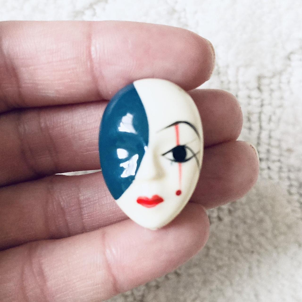 Vintage Feminine creepy weird Mime clown Mask Resin... | Depop