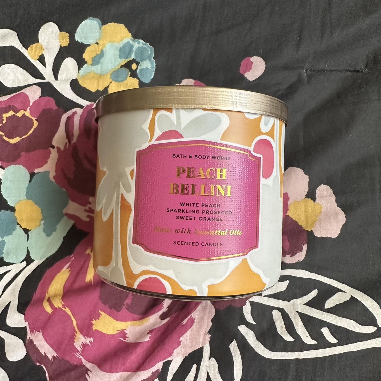 used peach, Bellini bath, and body works candle Only... - Depop