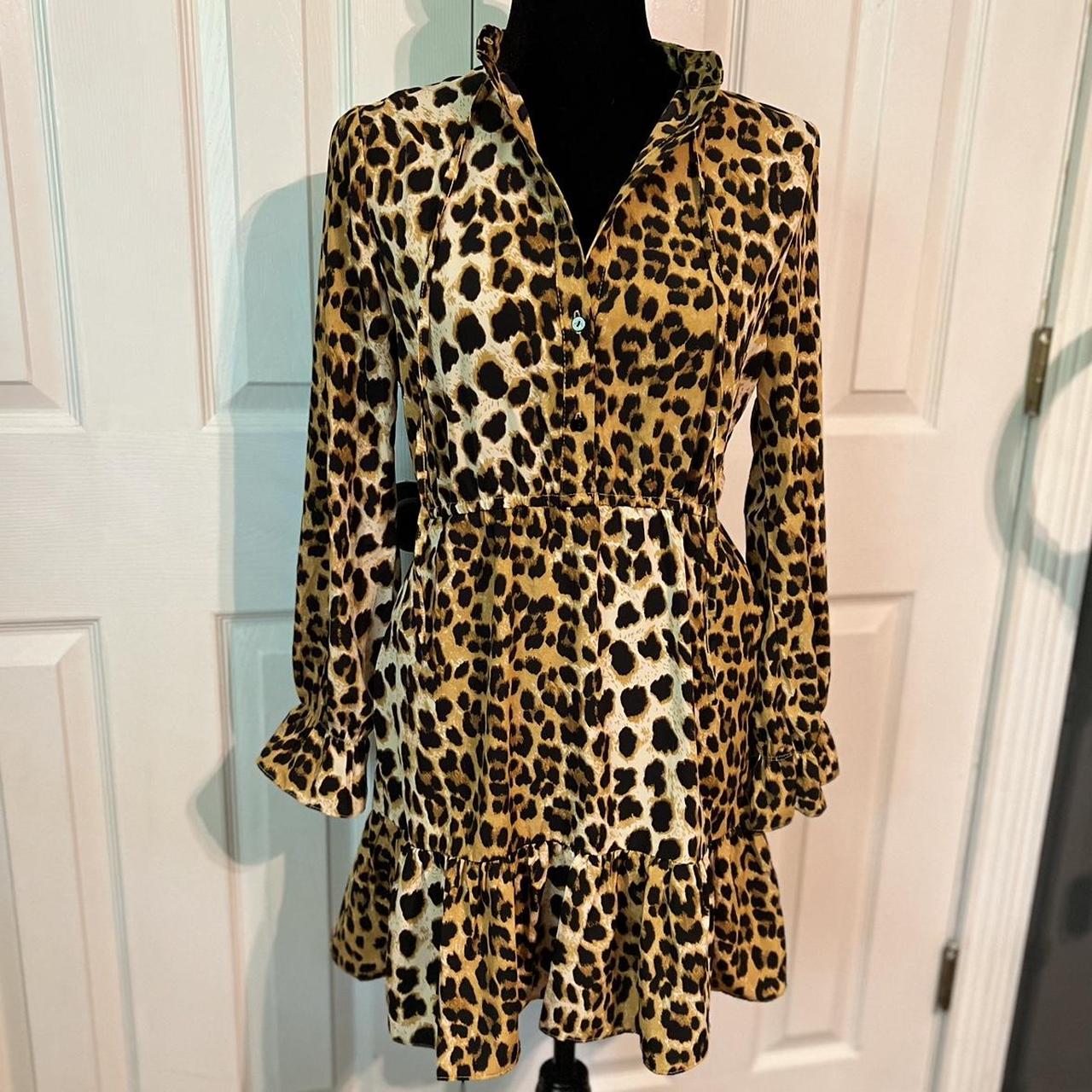 Cheetah print mini dress with ruffles. 2 different... - Depop