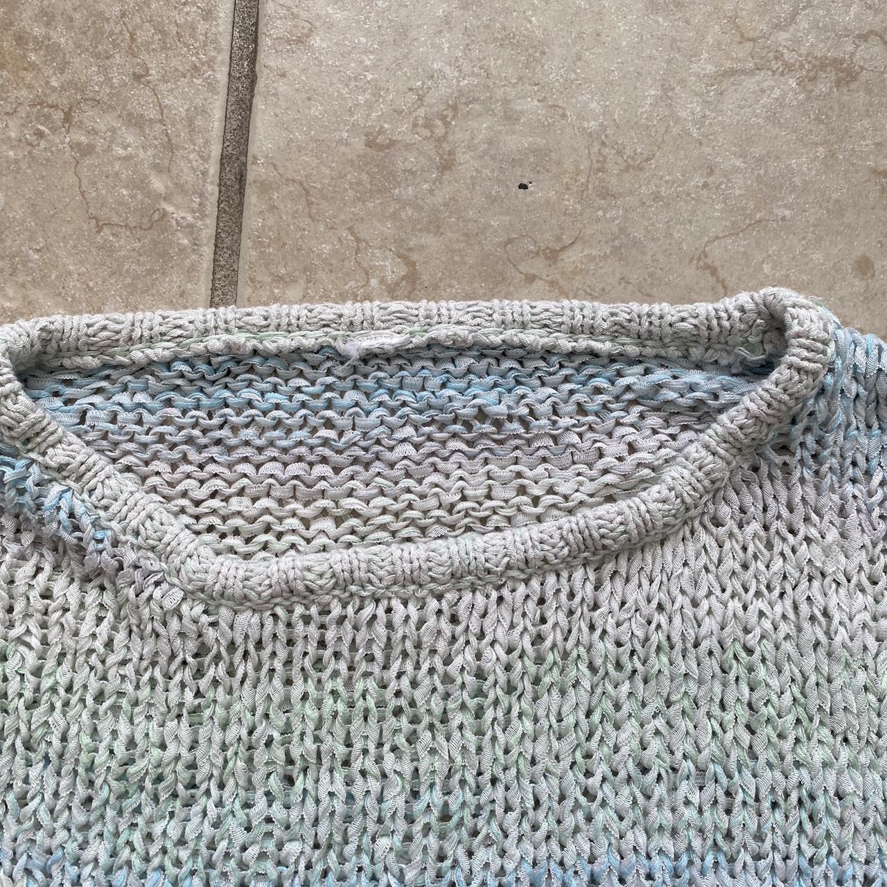 Light blue cropped sweater with different shades of... - Depop