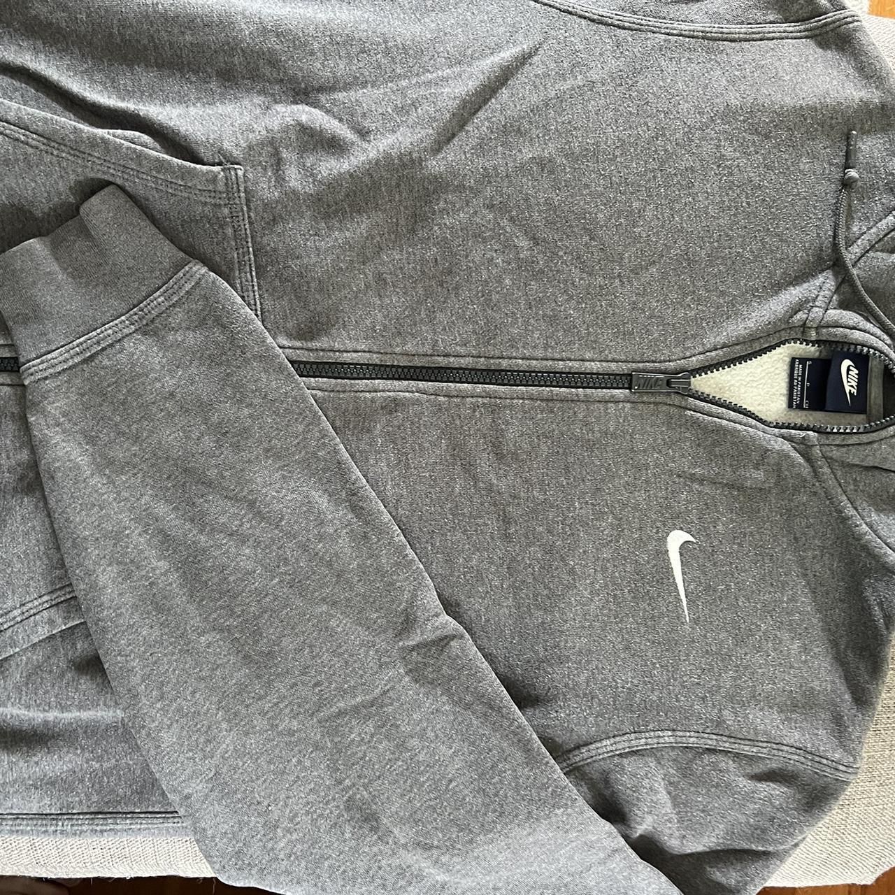 Grey Nike hooded zip up - Depop