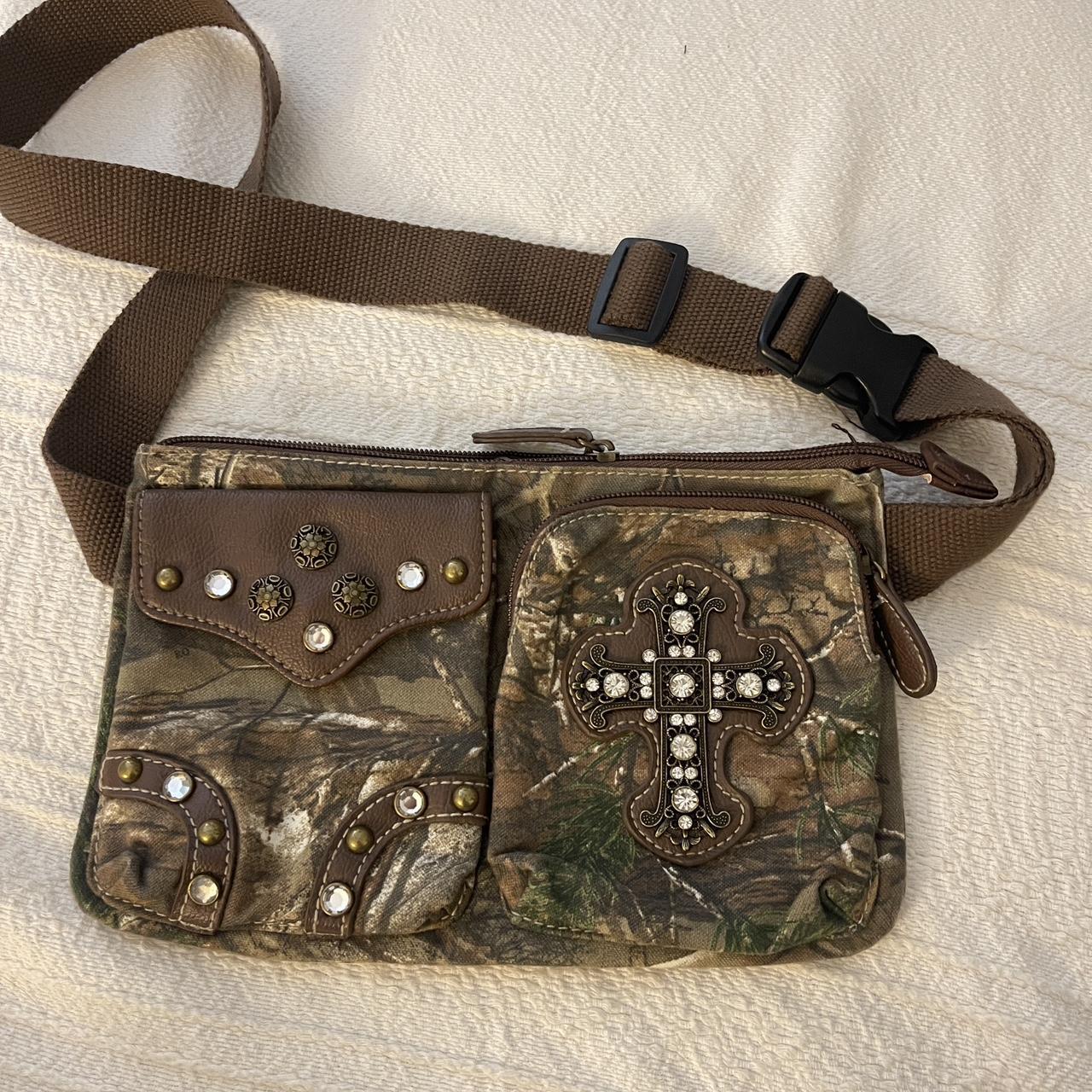 Camo Jeweled Cross Fanny Pack Unbranded - Depop
