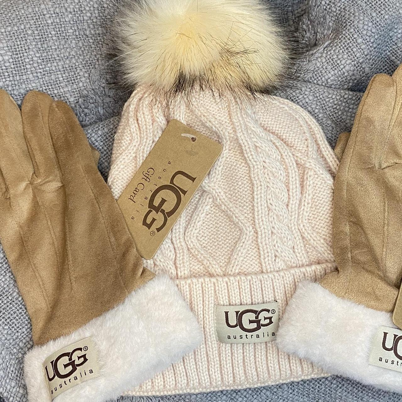 UGG hat and glove bundle cream - Depop