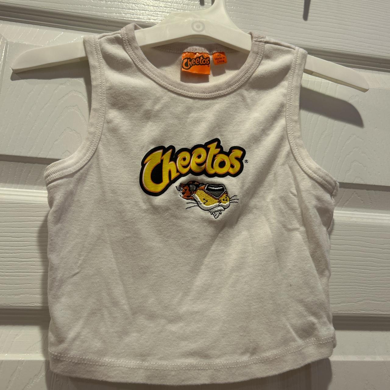 xs cheeto embroidered ribbed tank top worn... - Depop