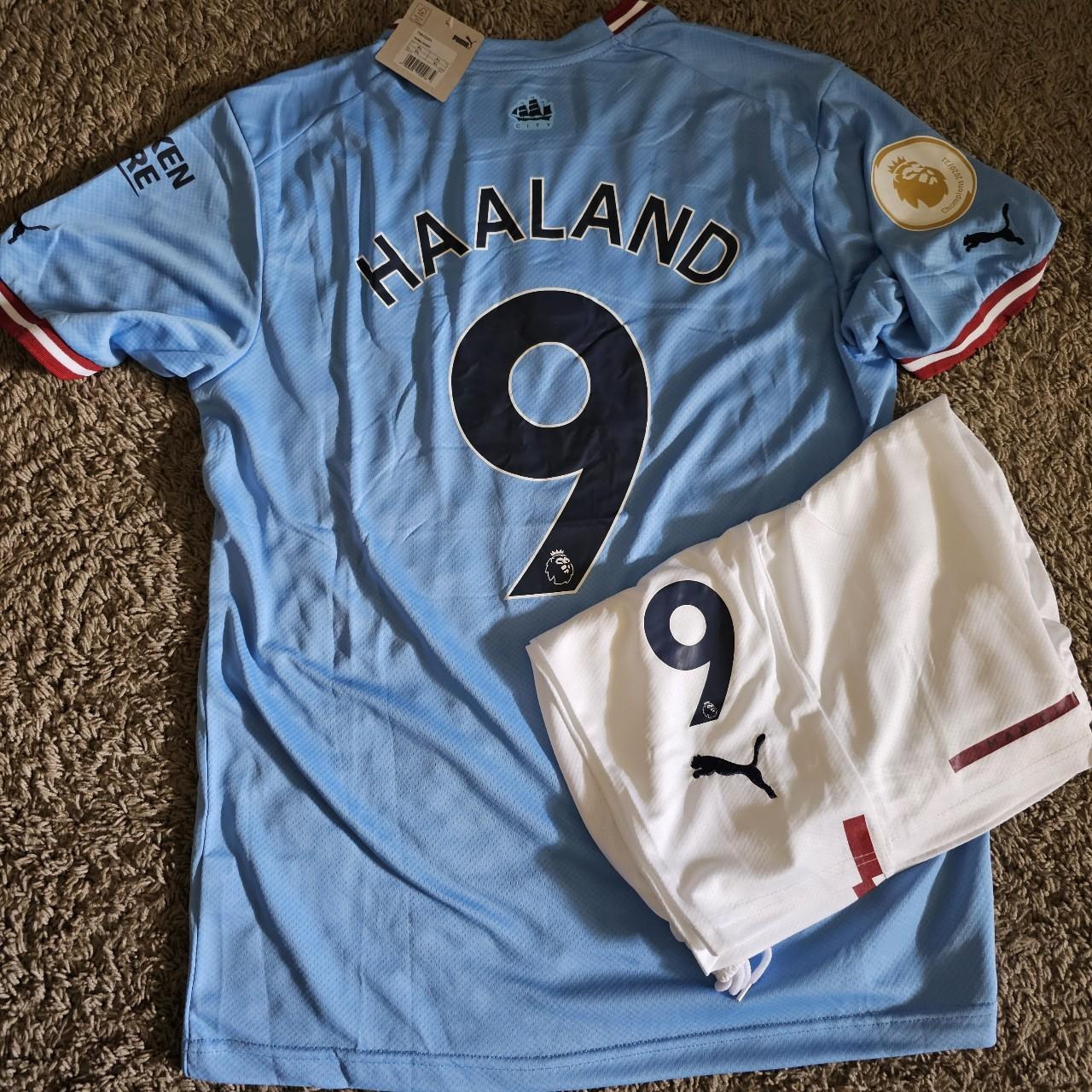 HALAAND MANCHESTER CITY HOME JERSEY WITH... - Depop