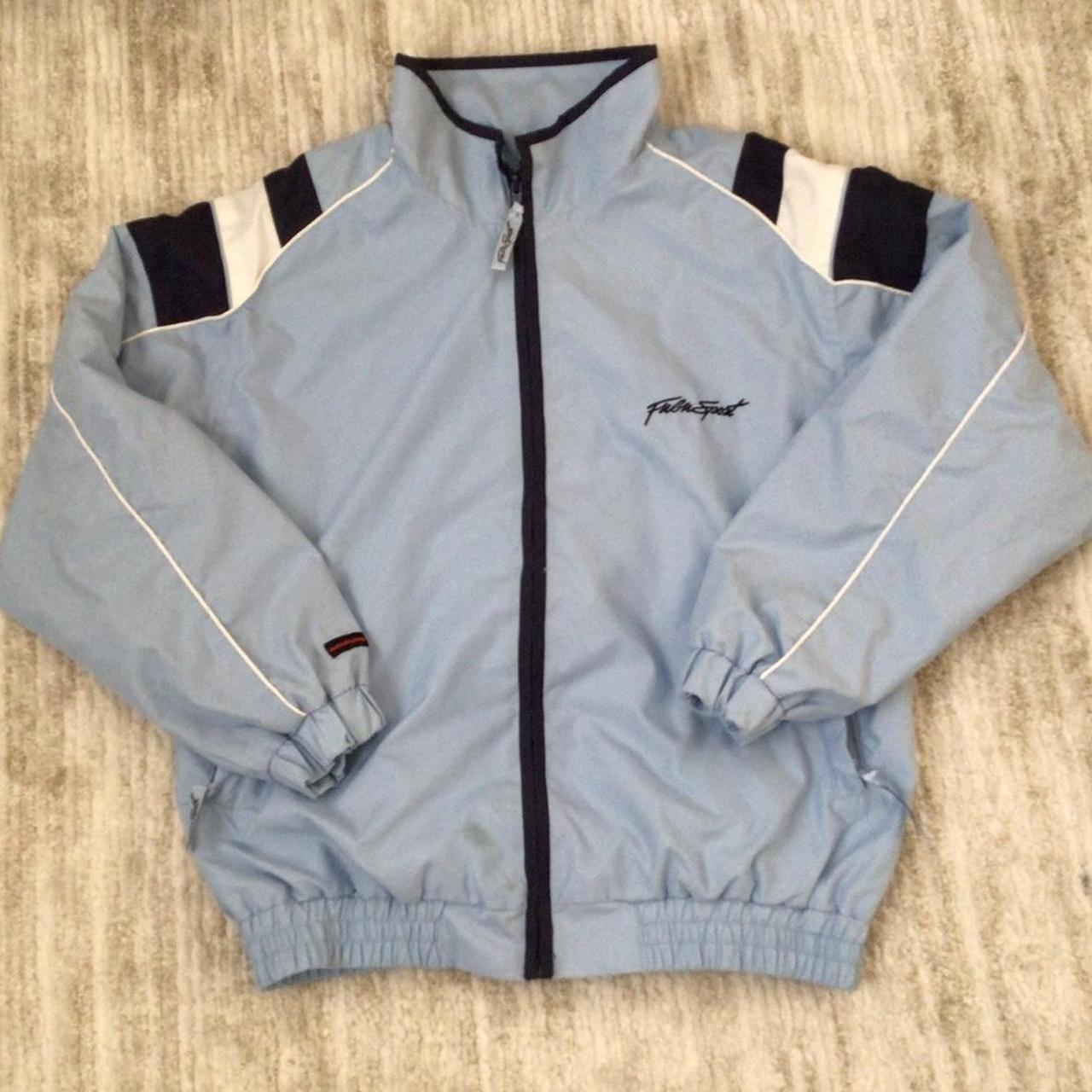 FUTURISTIC BLUE Y2K JACKET -only stain is the one in... - Depop