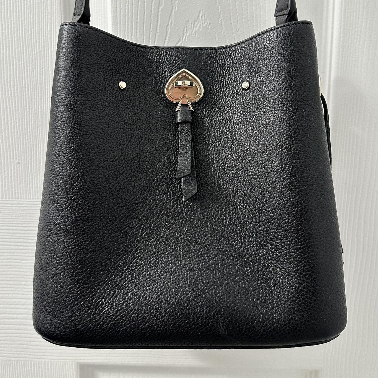 Kate Spade bucket bag, black leather with gold... - Depop