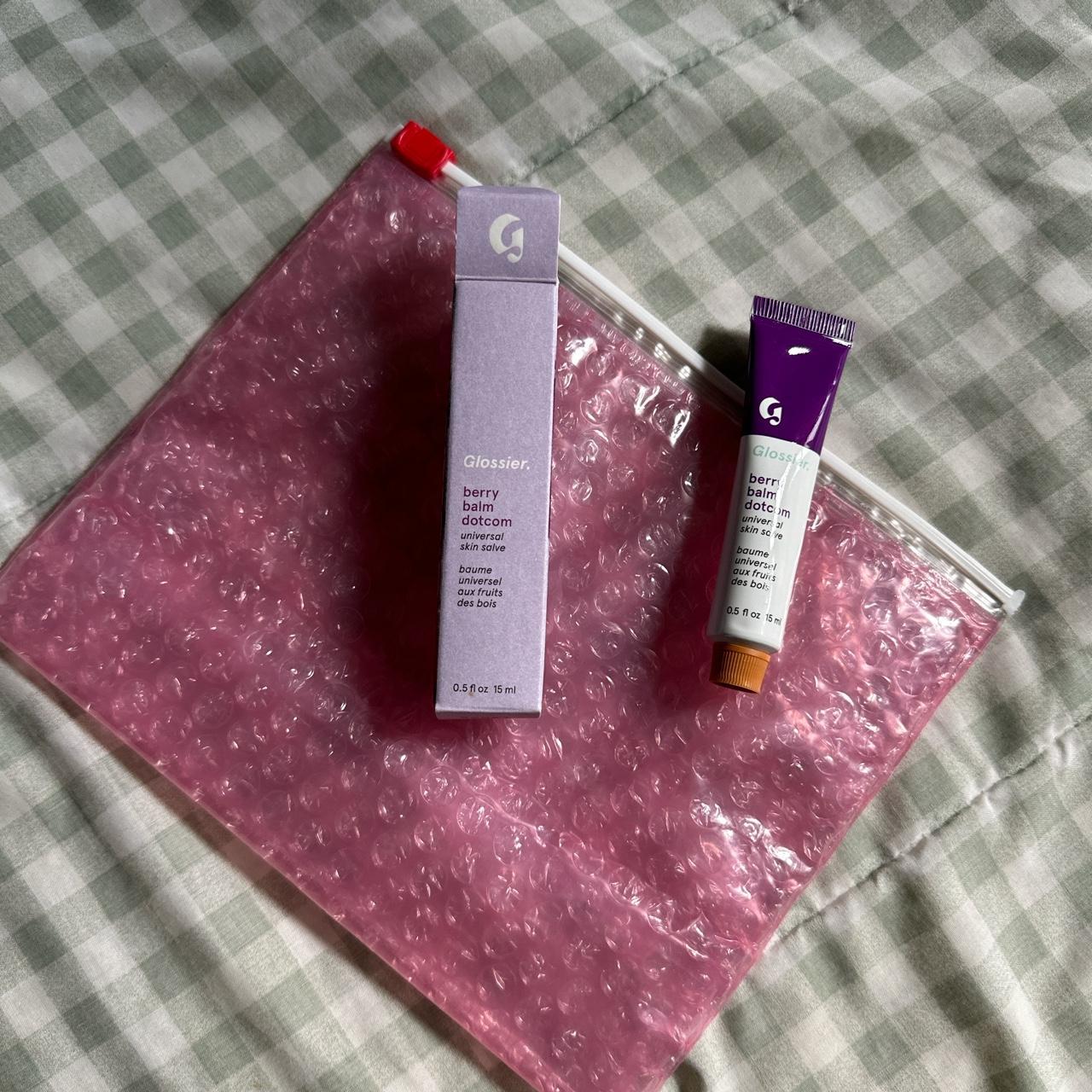 glossier berry balm dotcom pink pouch... - Depop glossier berry balm dotcom pink pouch... - Depop