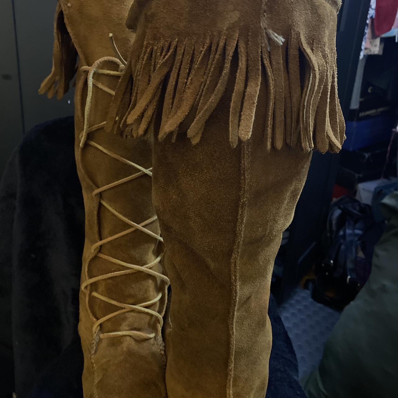 Minnetonka Women's Khaki Boots | Depop Minnetonka Women's Khaki Boots | Depop
