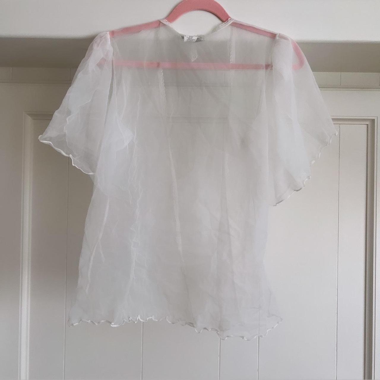Vintage sheer white top - fits small to medium - Depop