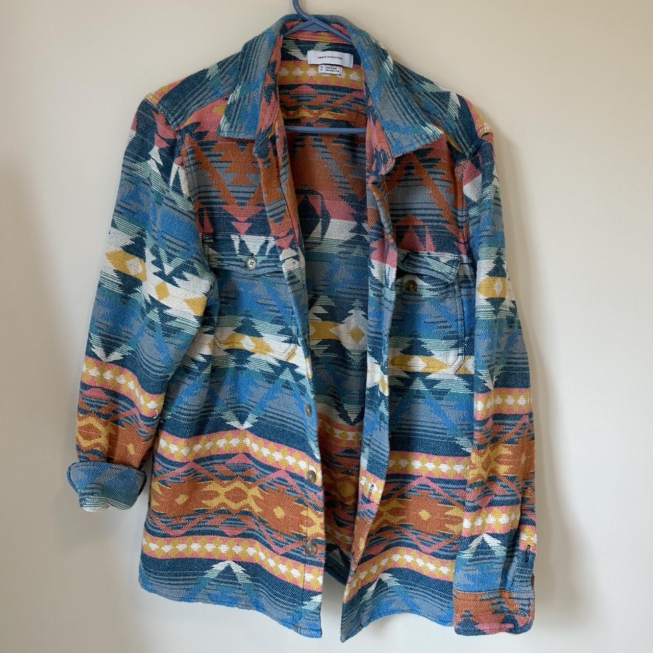 Aztec boho button down, super comfortable!! Hardly... - Depop