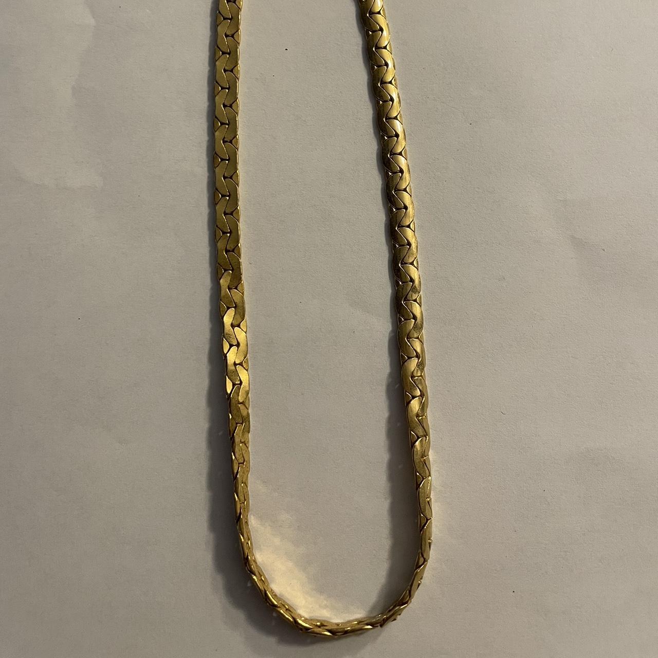 -Gold chain necklace -Short/ collarbone... - Depop