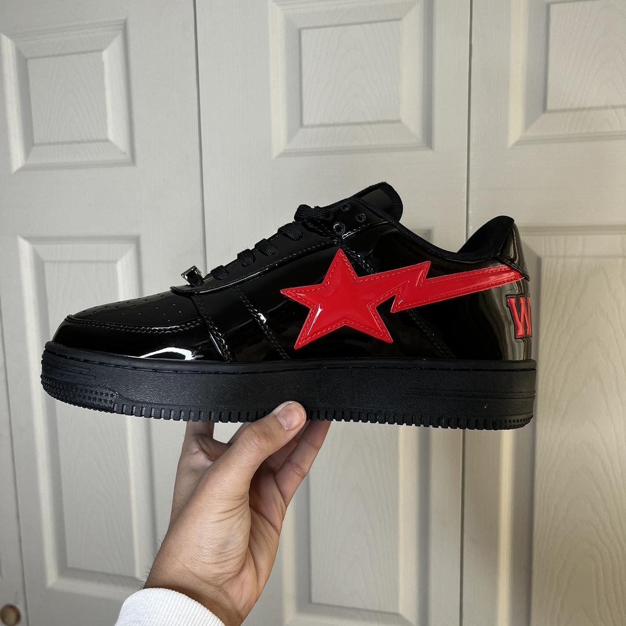 bapesta low red and black size 9.5 no box #hype... - Depop