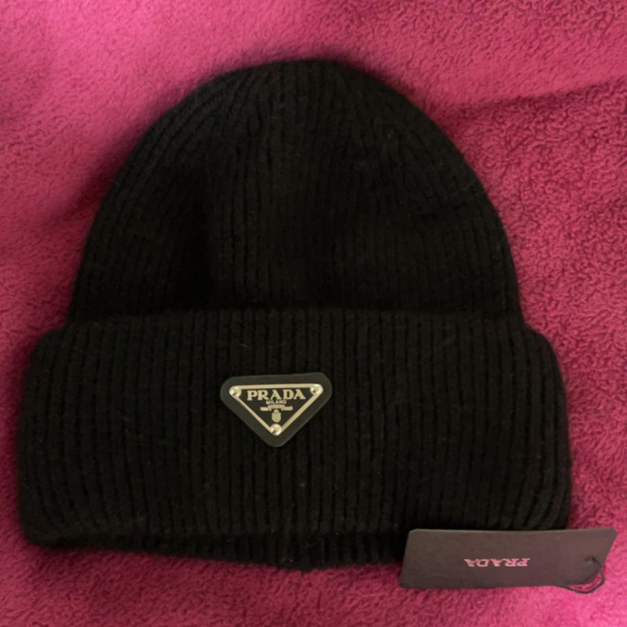 Prada black beanie 🕷️ Used twice but kept tag Super... - Depop