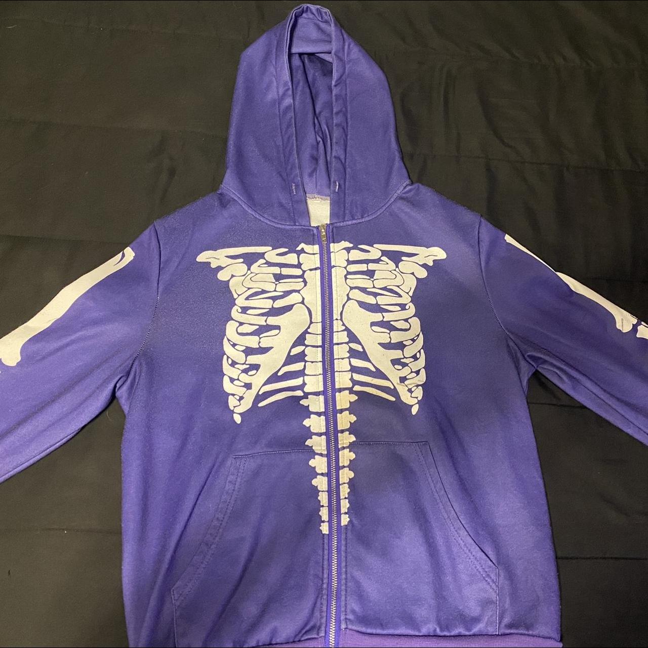 Purple skeleton hoodie pretty decent - Depop