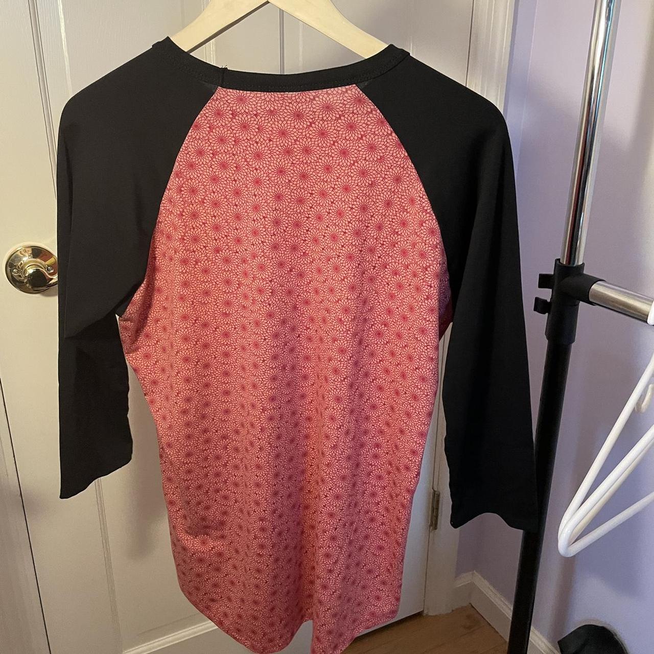 Lularoe baseball tee- hot pink pattern with black... - Depop