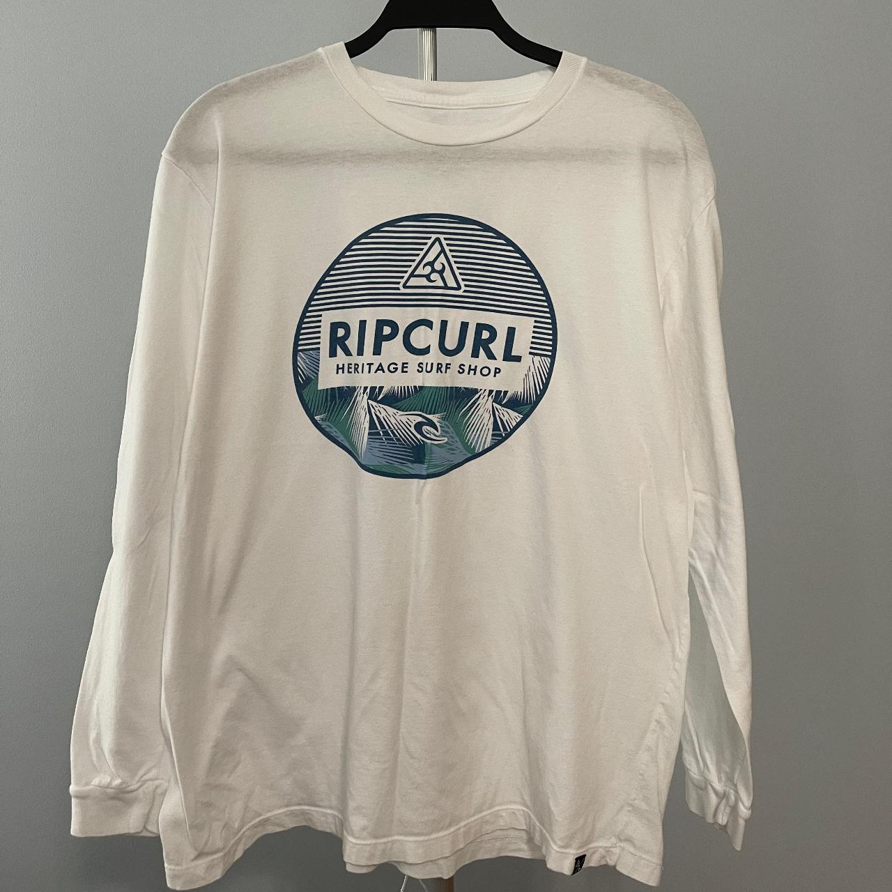 Large White Front Logo Ripcurl x Heritage Surf Shop... - Depop