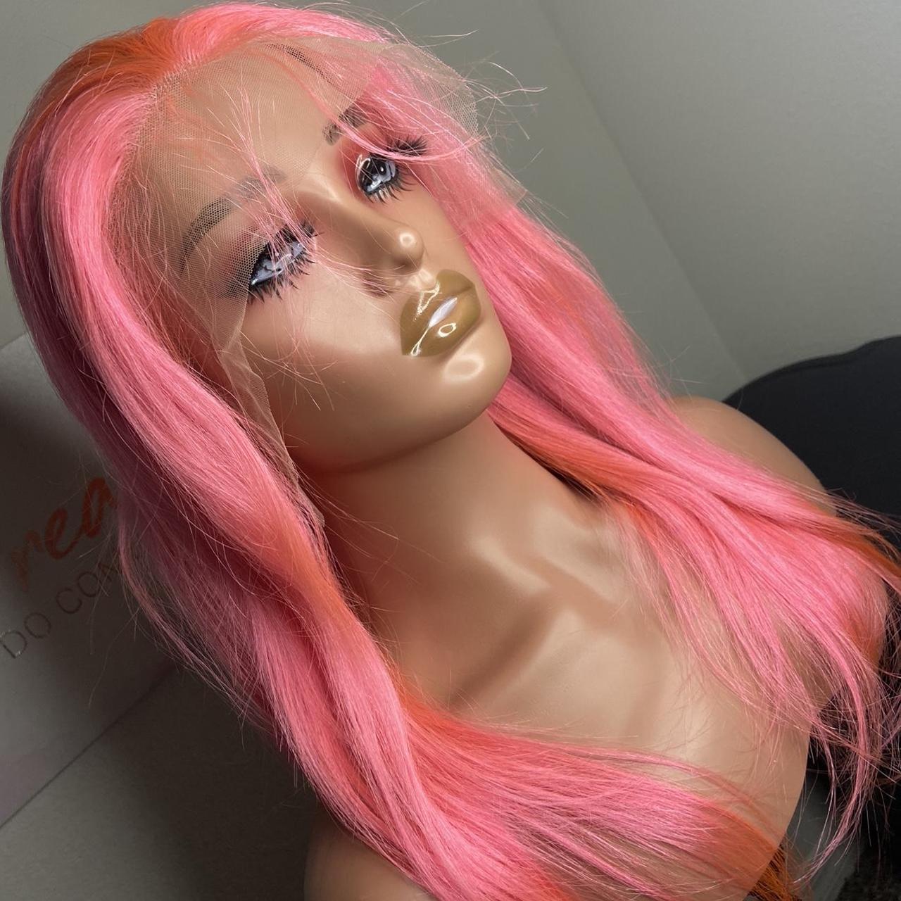Pink human hair frontal wig with HD LACE. Can be... - Depop