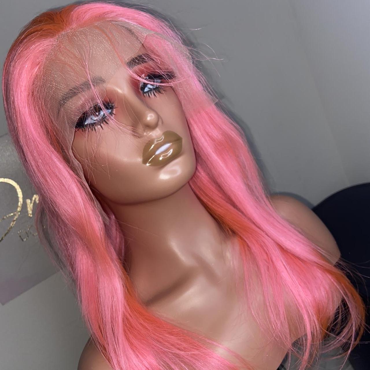Pink human hair frontal wig with HD LACE. Can be... - Depop