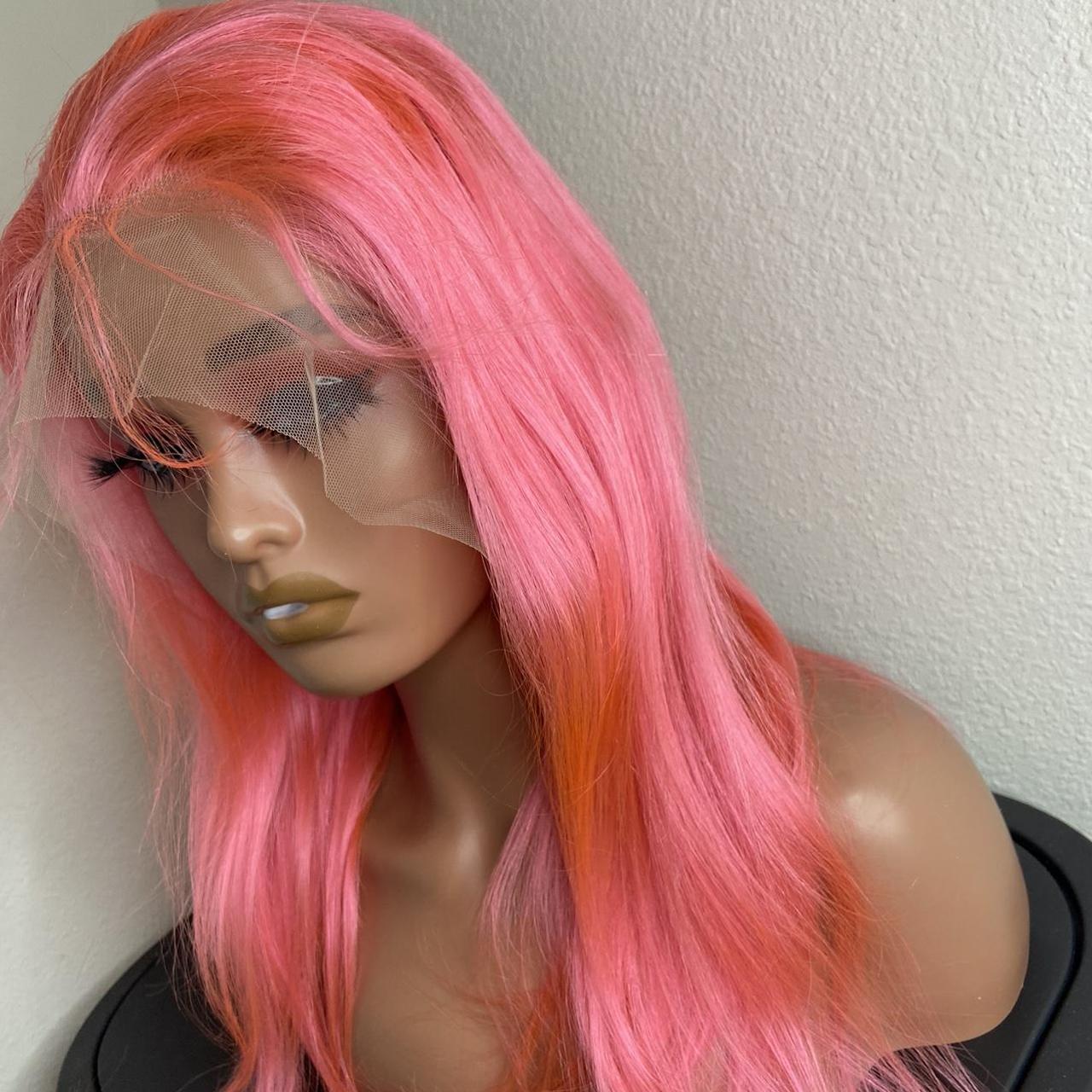 Pink human hair frontal wig with HD LACE. Can be... - Depop