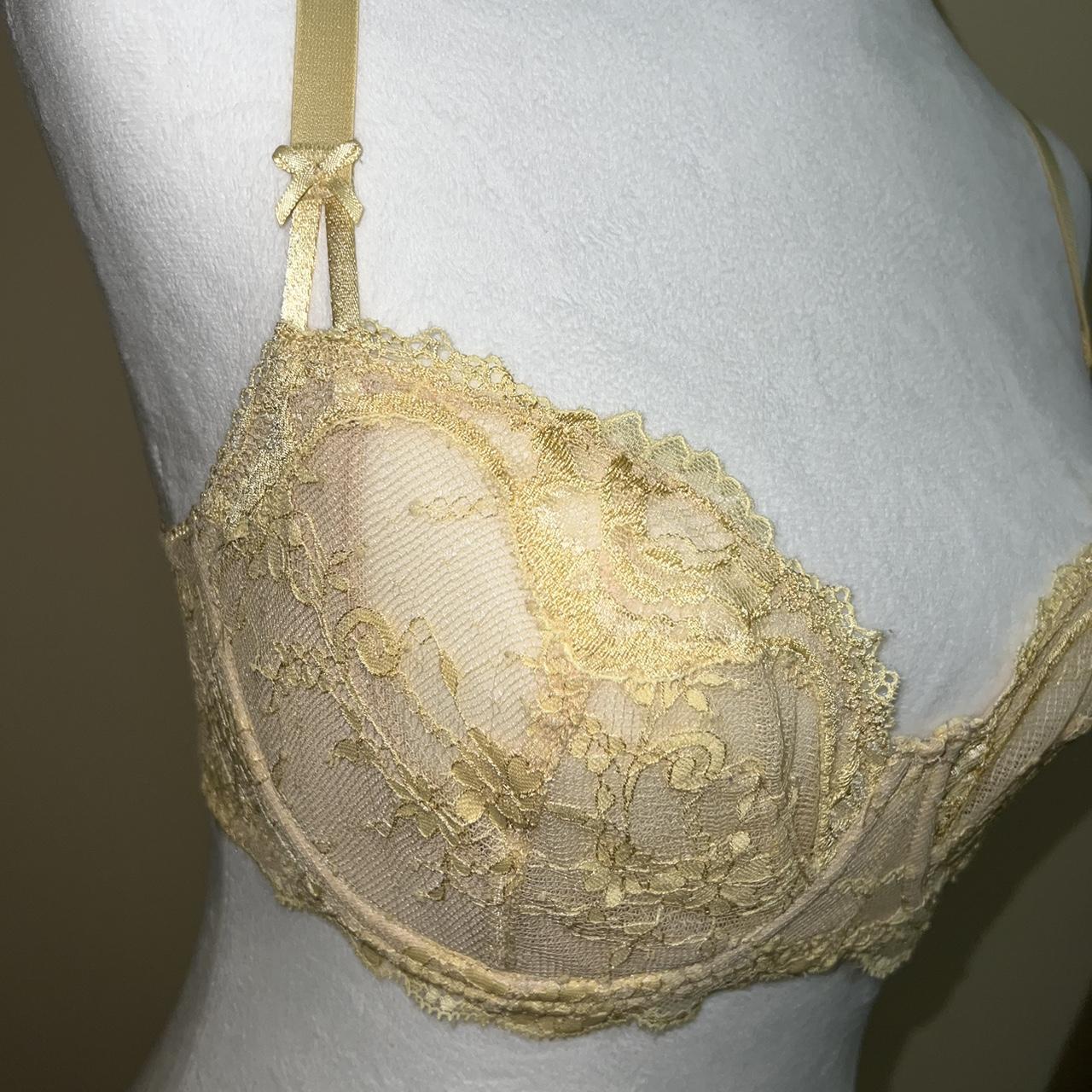 Beautiful yellow lace bralette with underwire, no... - Depop