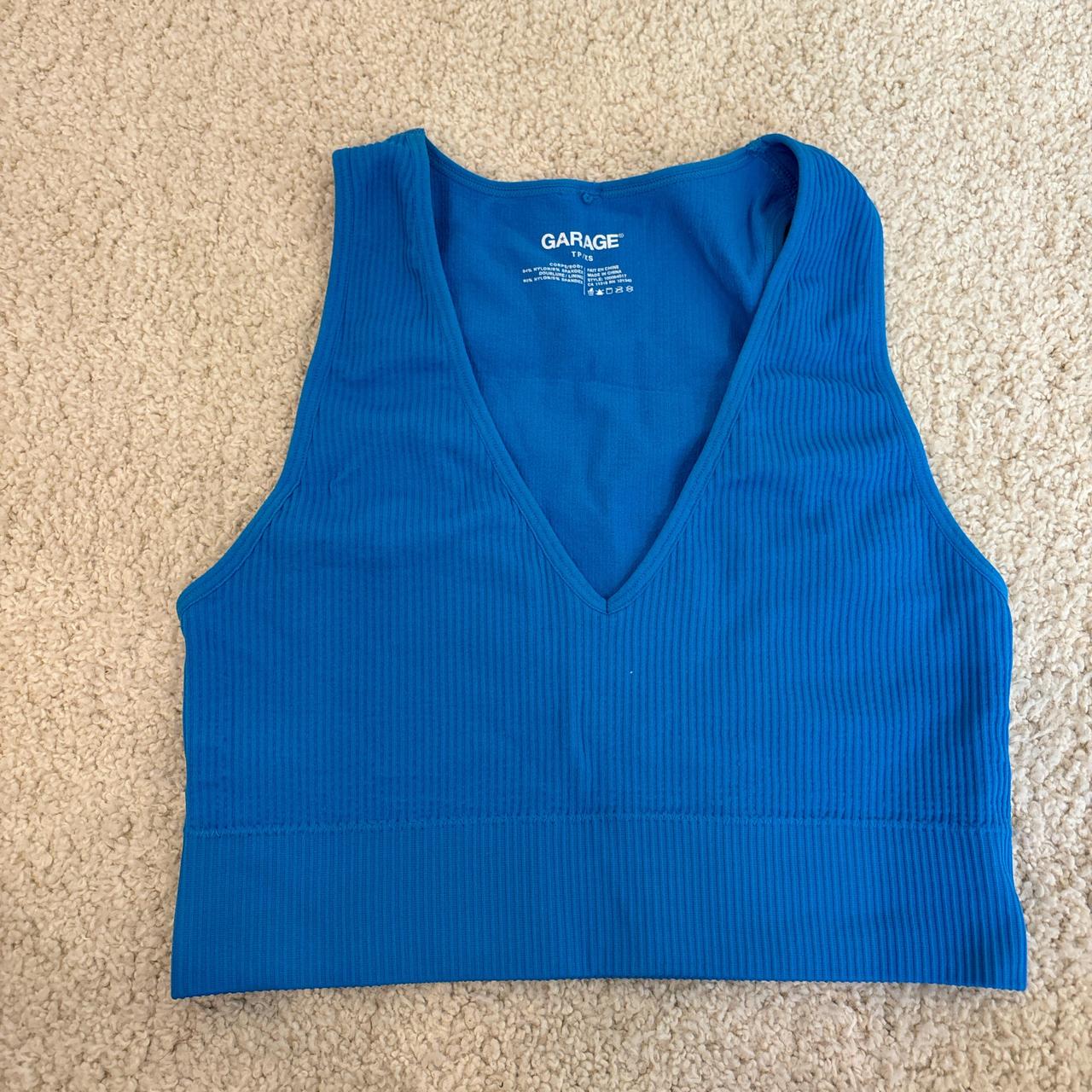 Garage V-neck scoop neck ribbed cropped tank top... - Depop