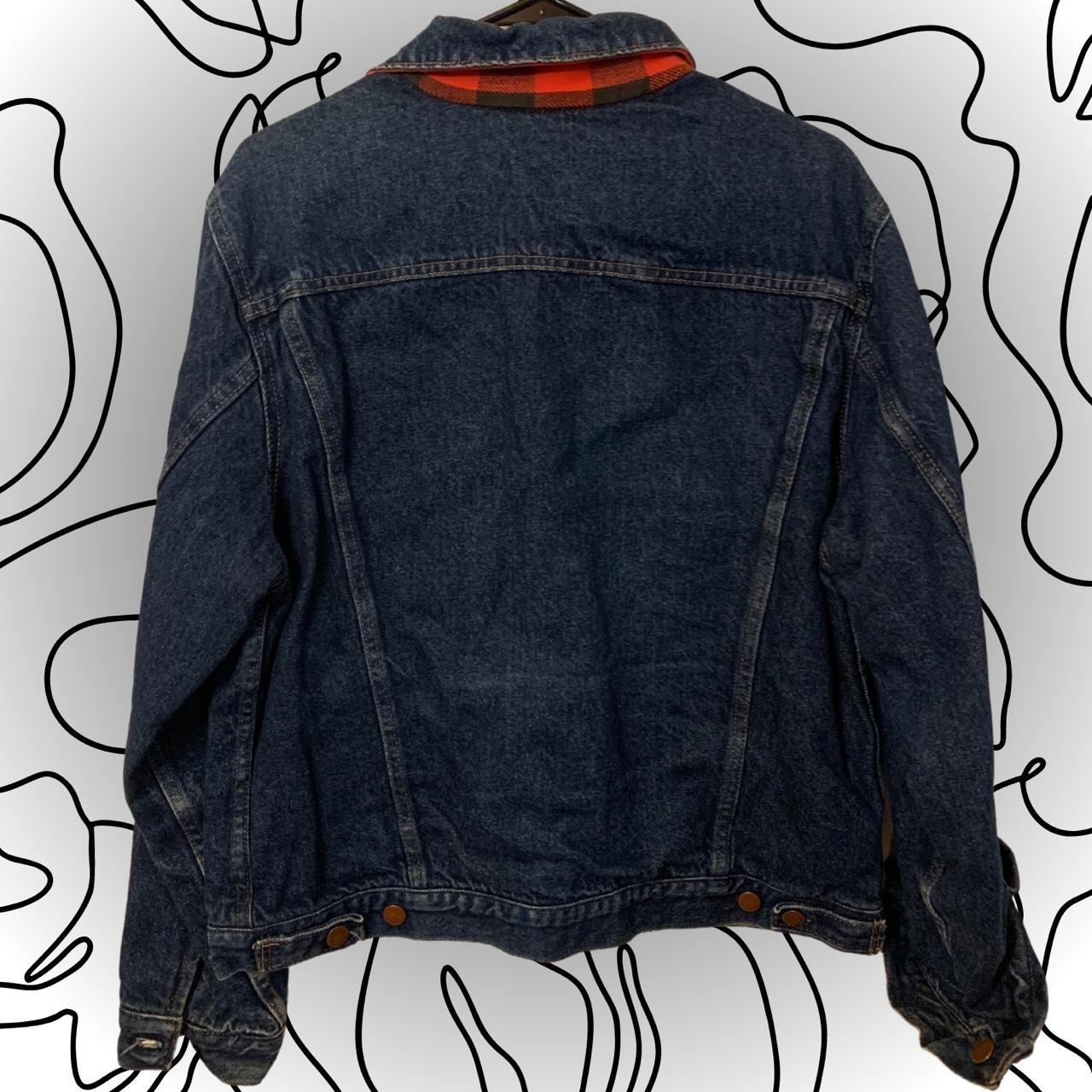 Unknown brand Denim jean jacket with plaid lining... - Depop