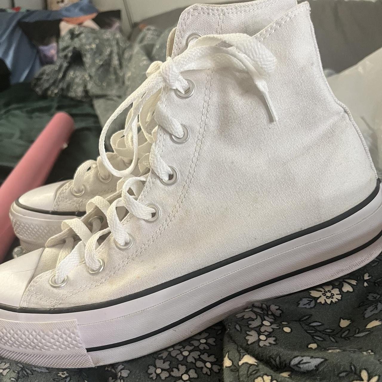 womens white platform converse US 9 - Depop