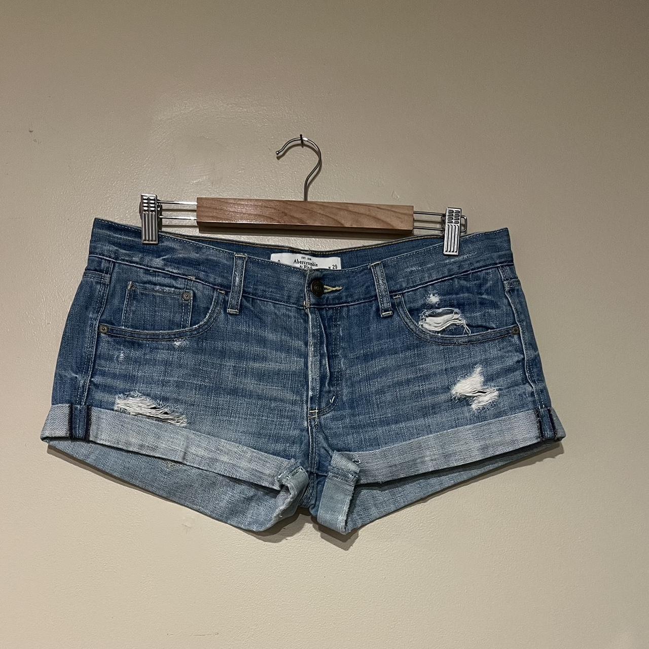 Abercrombie & Fitch Mini Micro Shorts Medium Wash... | Depop
