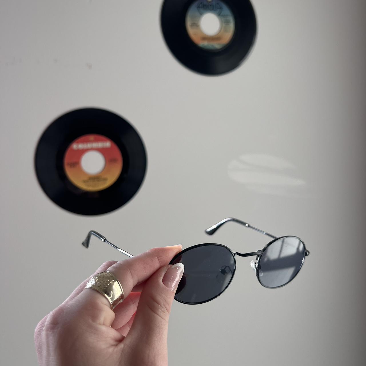 Retro Sunnies Unisex Black tint Black frame - Depop
