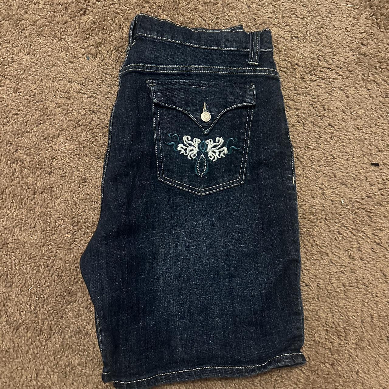 Embroidered jorts with button pocket super cute but... - Depop