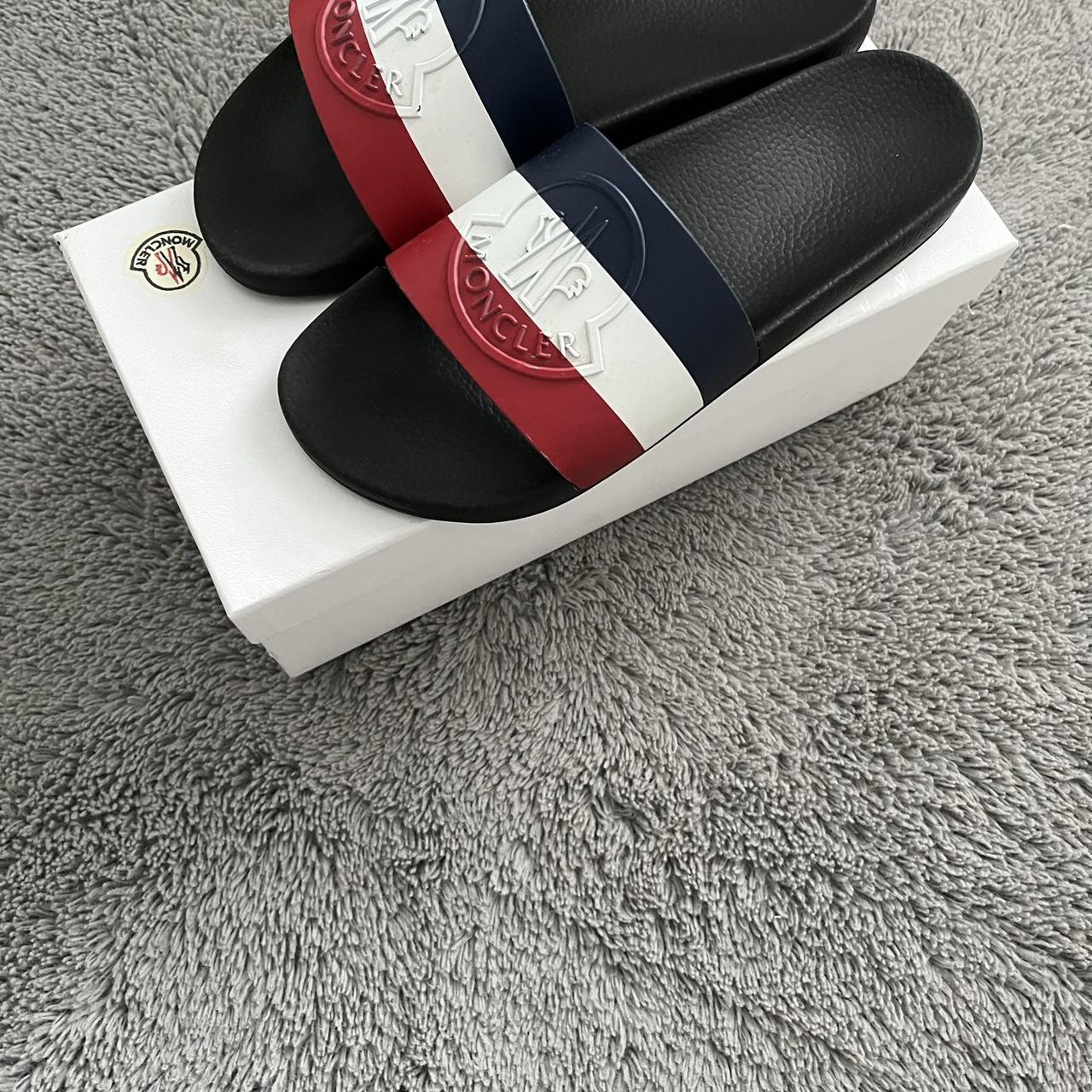 MONCLER - Men's Black Basile Sliders - Depop