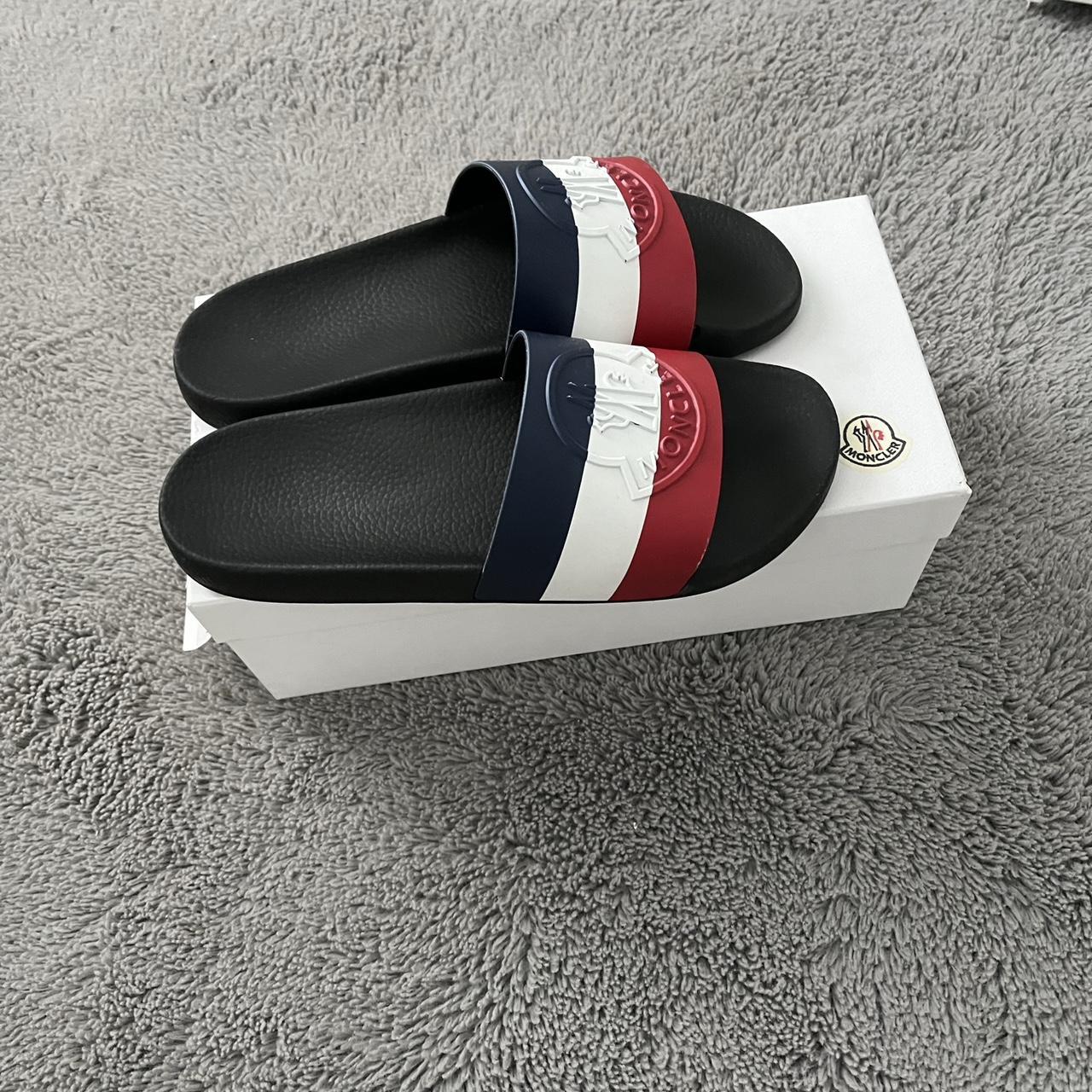 MONCLER - Men's Black Basile Sliders - Depop