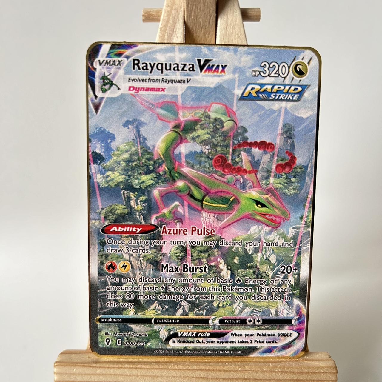 Pokemon Solid Metal Gold Rayquaza VMax Fun Art... | Depop