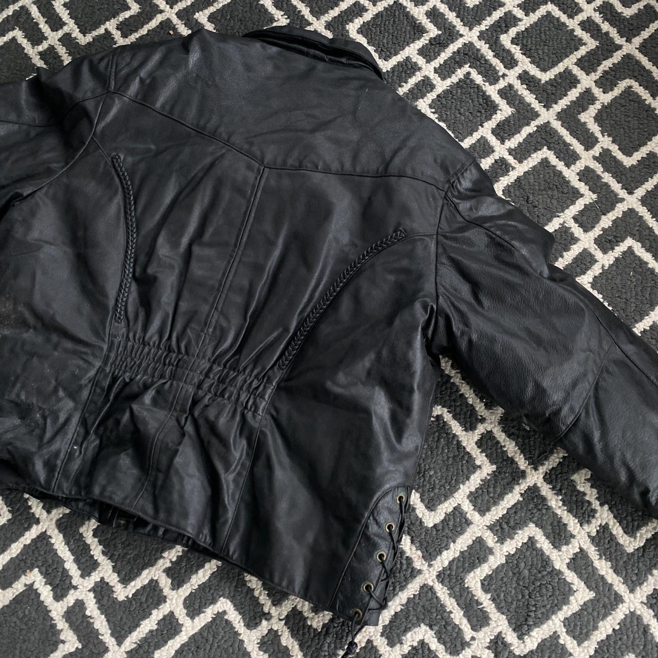 real nice heavy leather jacket has some... - Depop