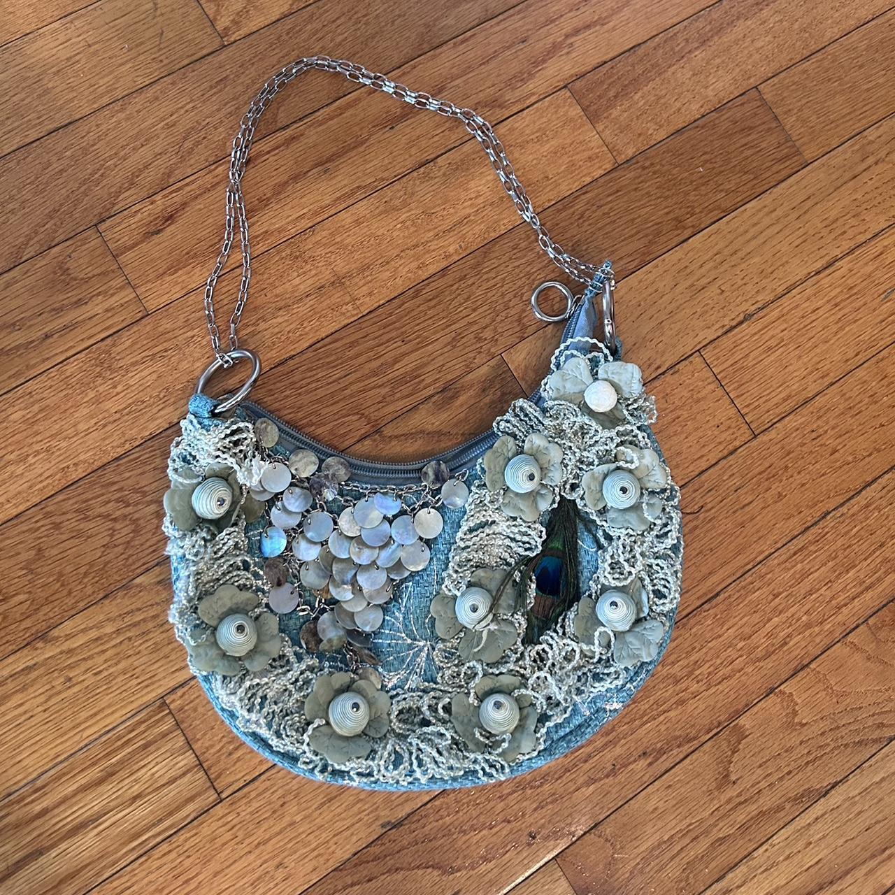 Super cute blue detailed purse with peacock feathers - Depop
