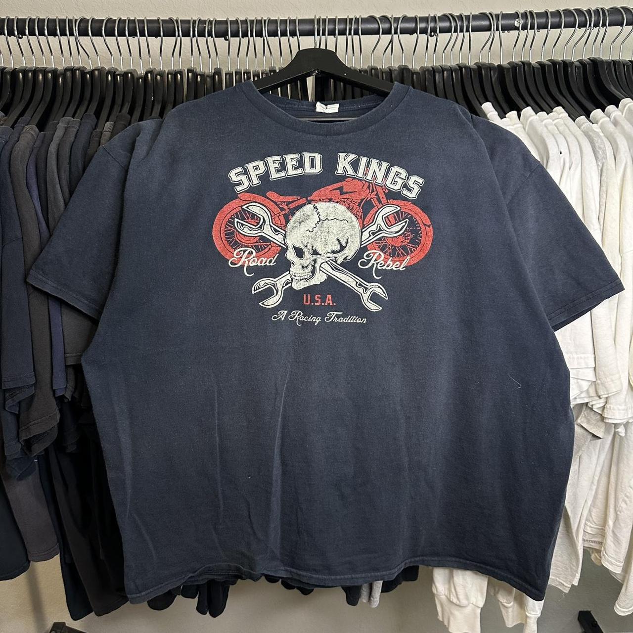 Y2K 2000s Speed Kings Road Rebel U.S.A. Racing skull... | Depop