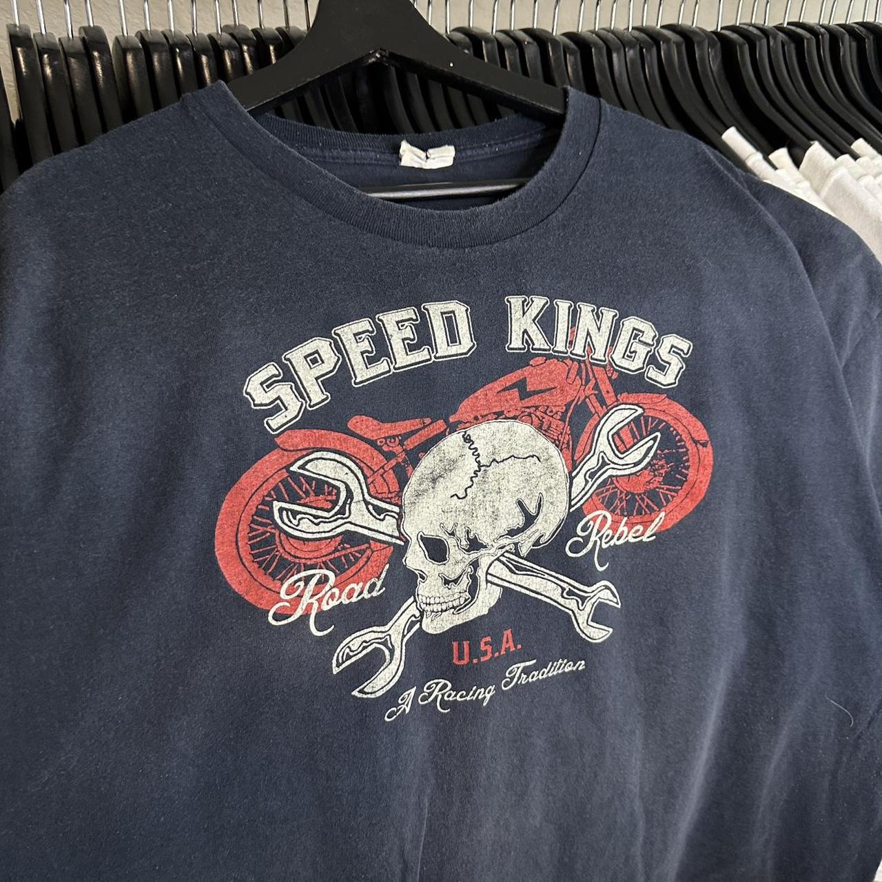 Y2K 2000s Speed Kings Road Rebel U.S.A. Racing skull... | Depop