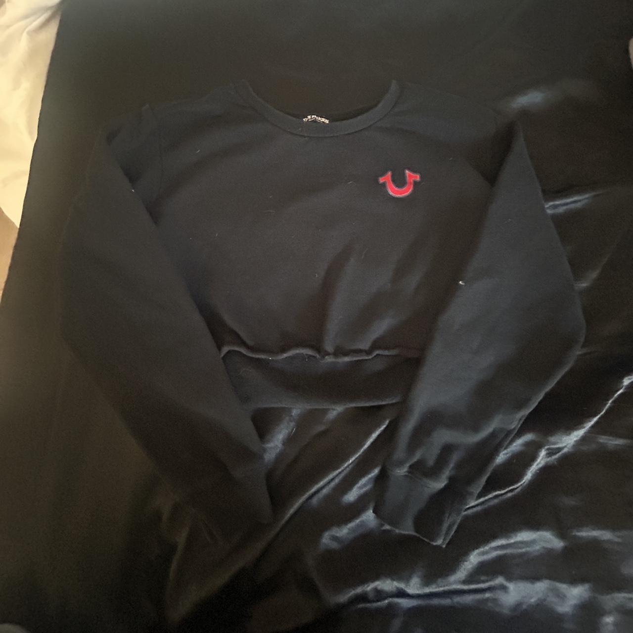 cropped true religion Buddha crew neck sweater - Depop