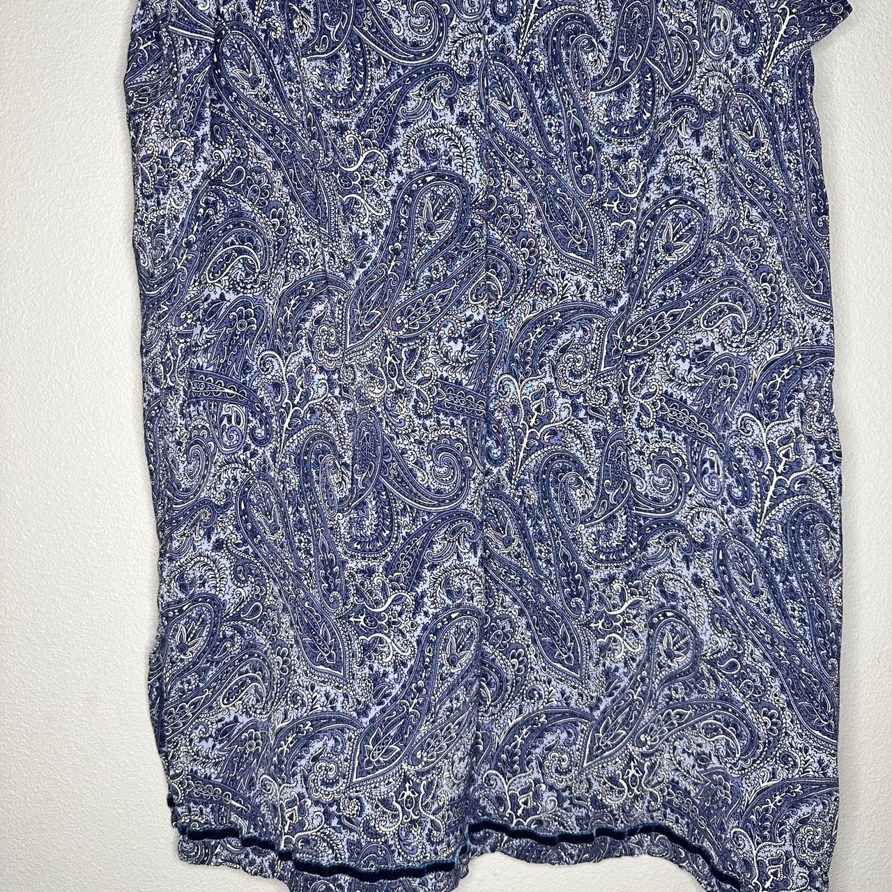 Vintage Delores Bell Blue Paisley Print Skirt (XL) - Depop