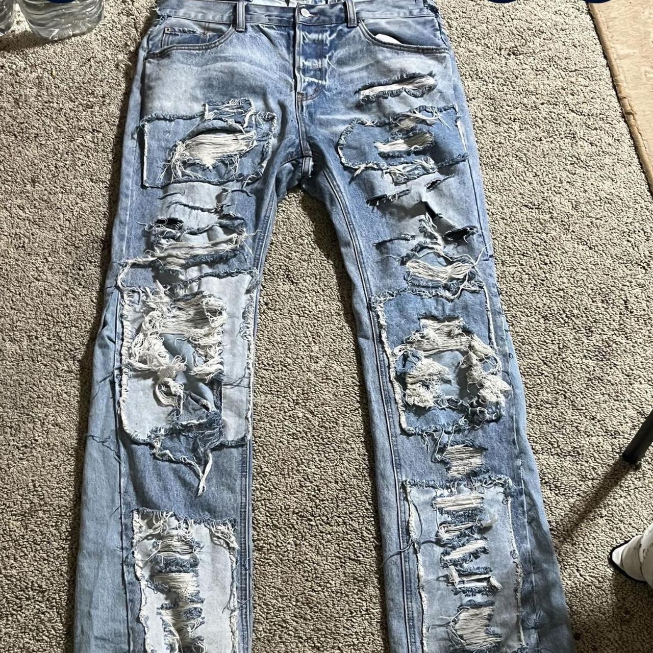 men’s double jeans - Depop