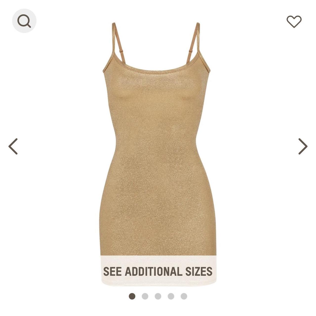skims gold metallic dress size xs. tags still... - Depop