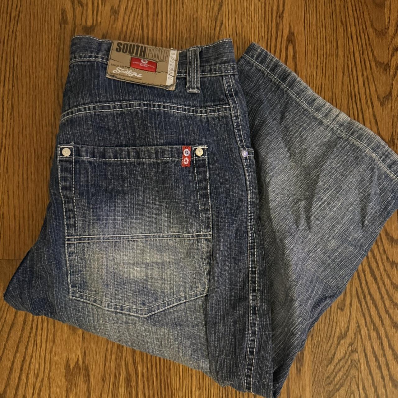 Baggy Y2K skater red tab southpole blue jorts. has a... | Depop