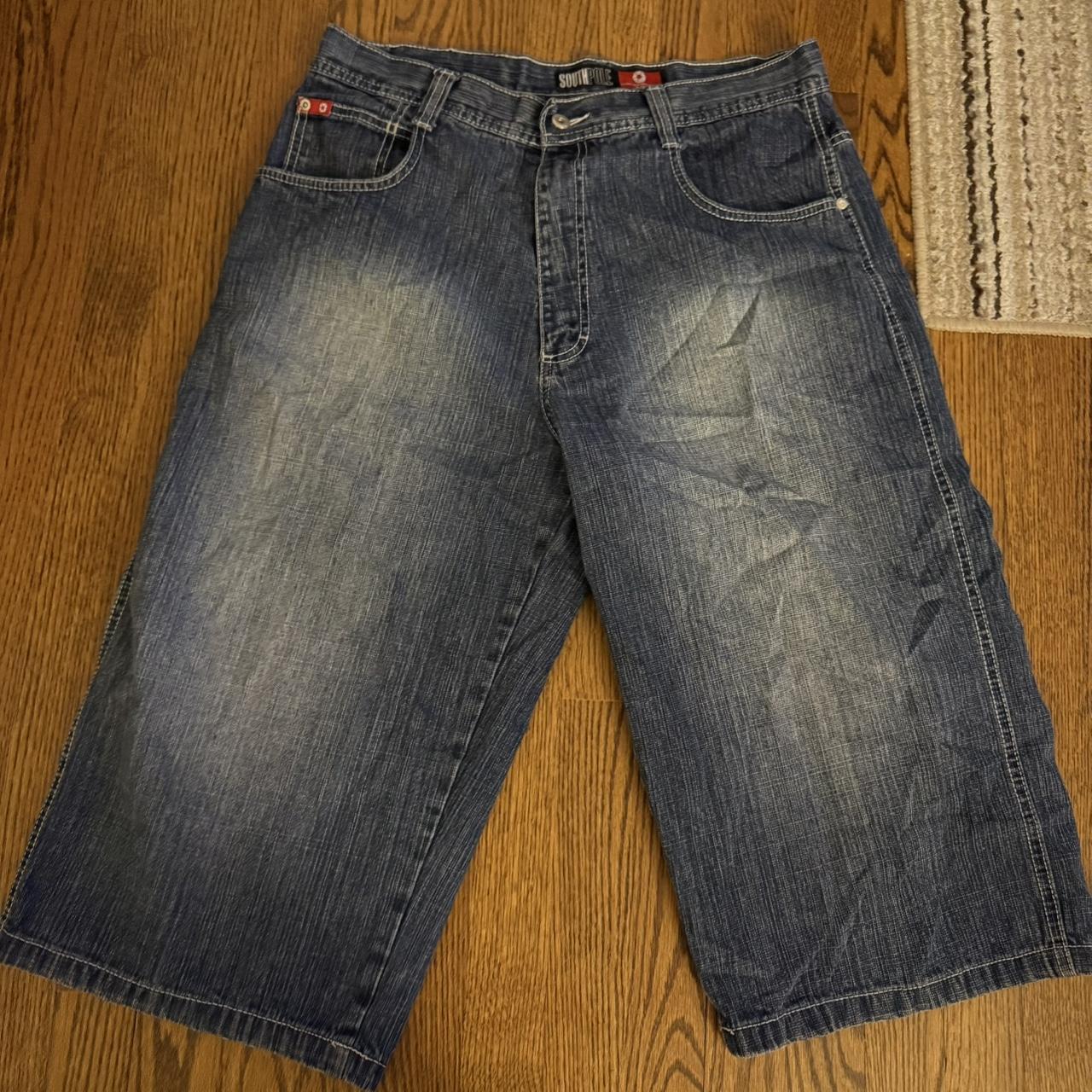 Baggy Y2K skater red tab southpole blue jorts. has a... | Depop