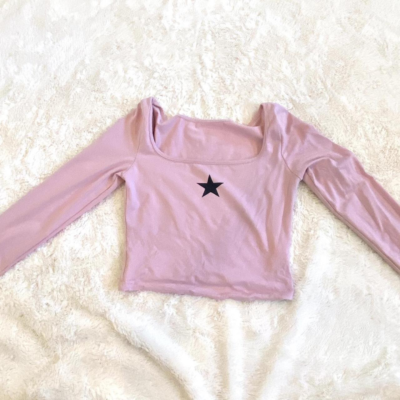 pink star crop top! has not been worn! - Depop