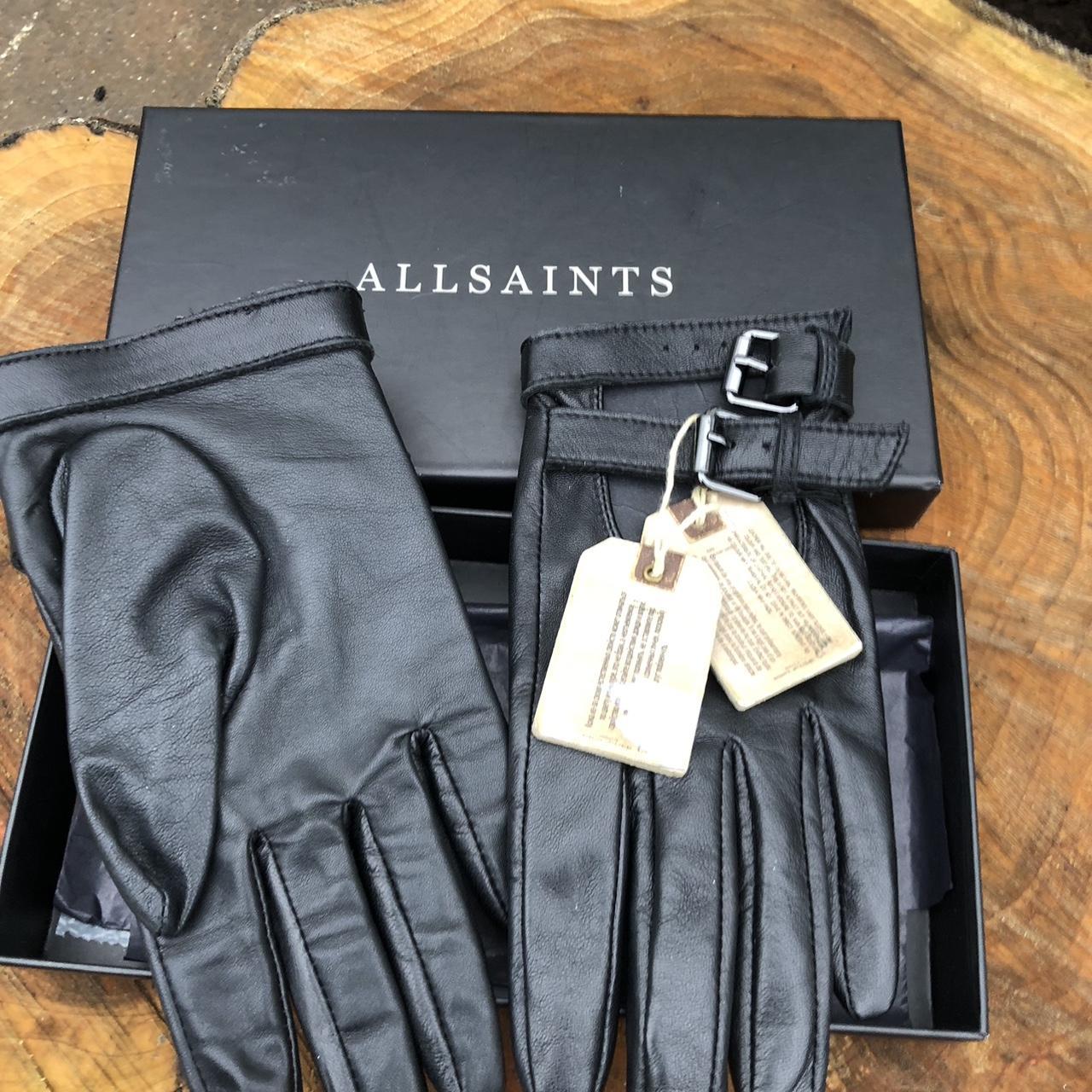 Allsaints soft black leather driving gloves M/L New... - Depop