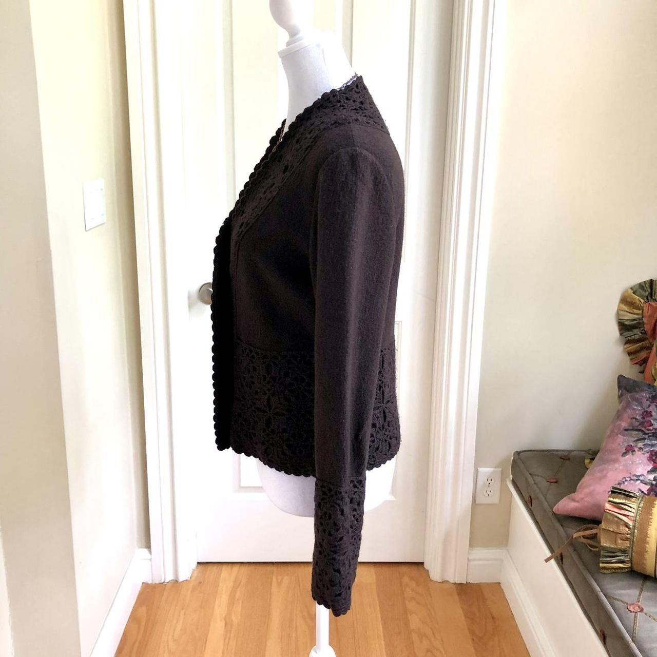Talbots Wool Cardigan Sweater with Prominent Crochet... - Depop