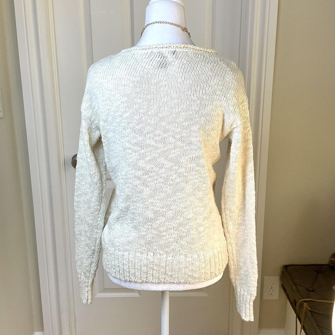 Chaps Sweater in Cream Cotton Blend Crew Neck with... - Depop