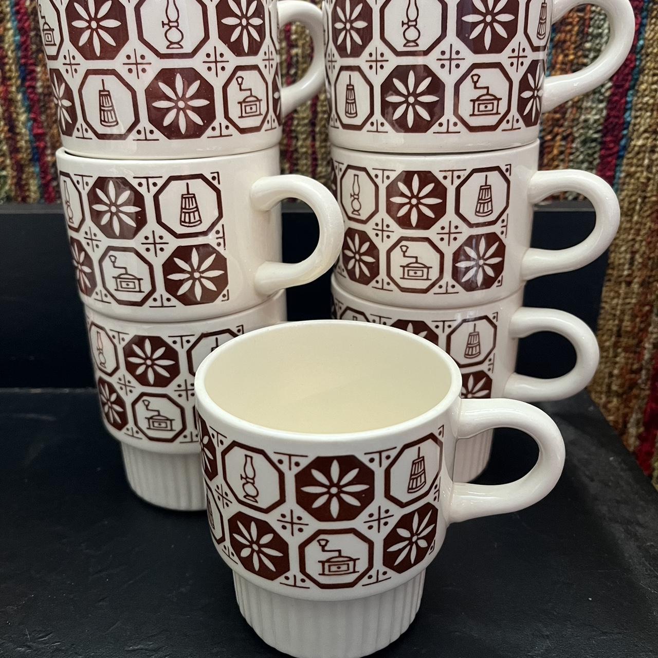 Vintage Mid Century Brown Kitchen Pattern... - Depop